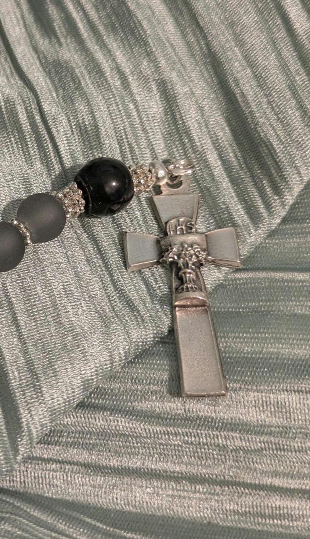 Grey Glass, Obsidian Rosary - Etsy