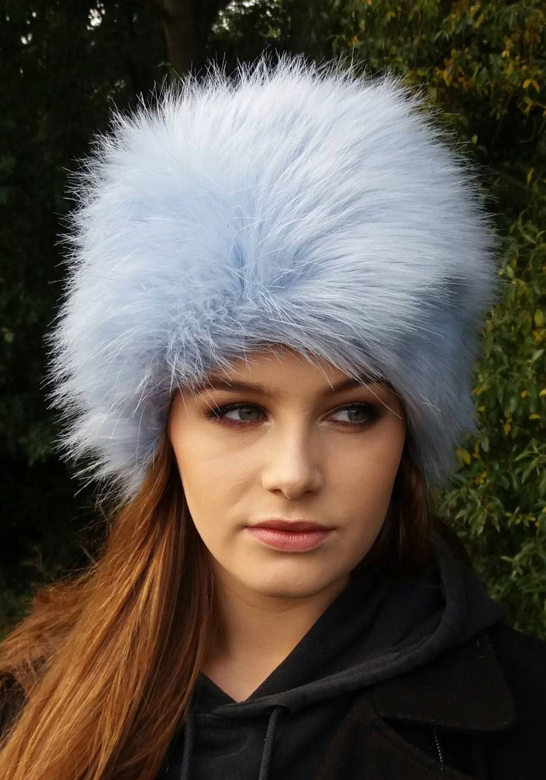 Ice Blue Faux Fur Hat With Cosy Polar Fleece Lining-blue Fur Hat-blue ...