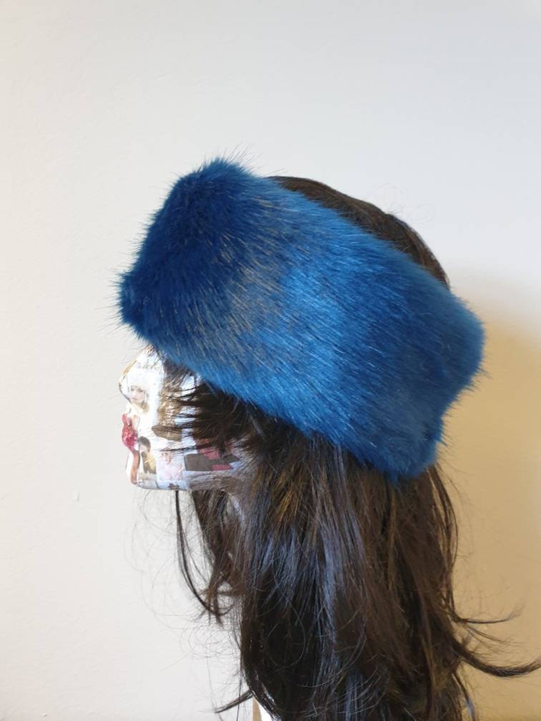Sapphire Blue Luxury Faux Fur Headband / Neckwarmer / Earwarmer-head ...