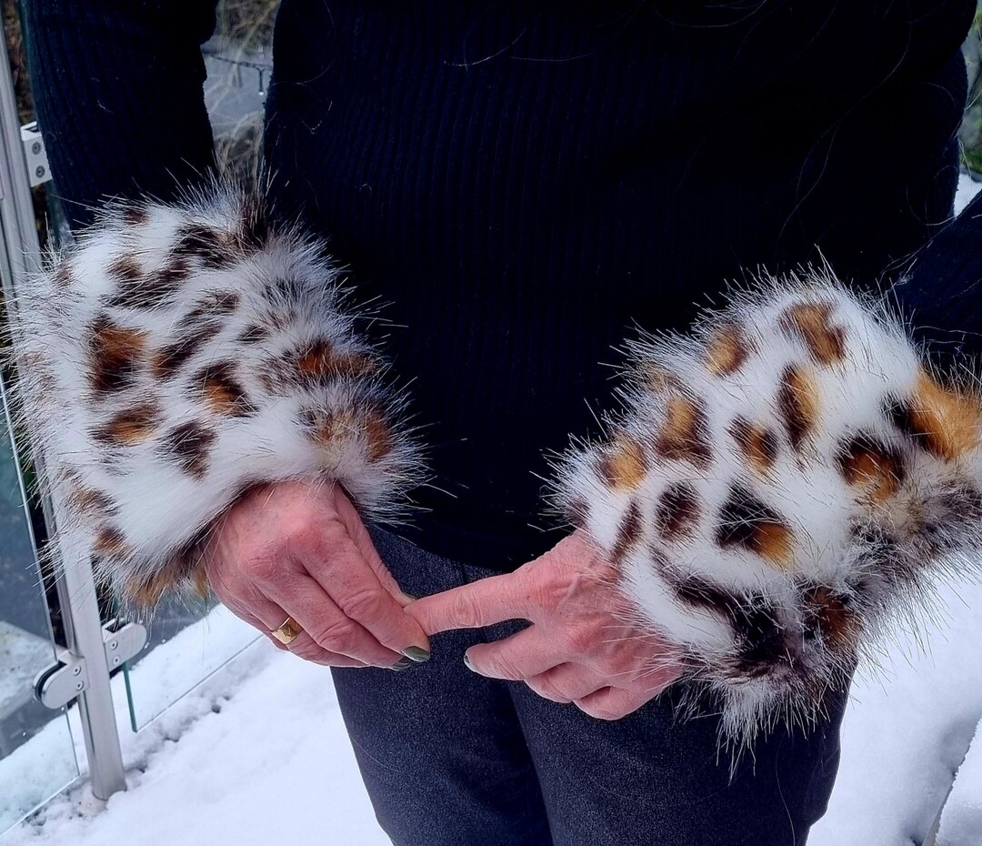 Luxury Faux Fur Cuffs in a Beautiful Animal Print- Fleece Lining and ...