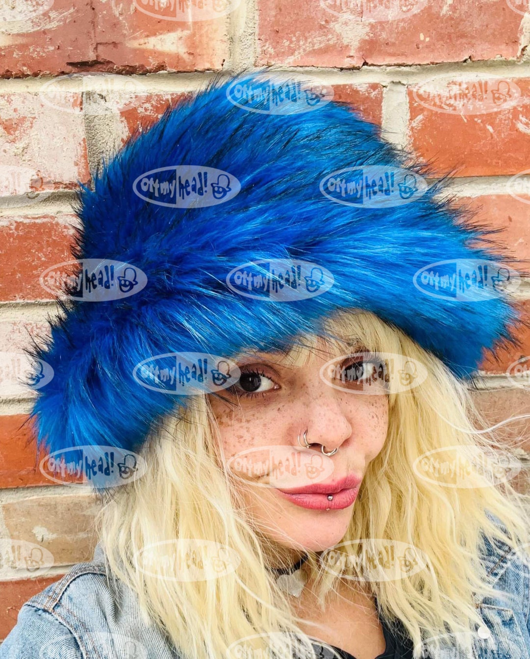 Super Fluffy Royal Blue Luxury Faux Fur Bucket Hat-deep Blue-fuzzy ...
