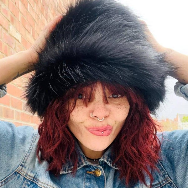 Black Fur Hat - Etsy