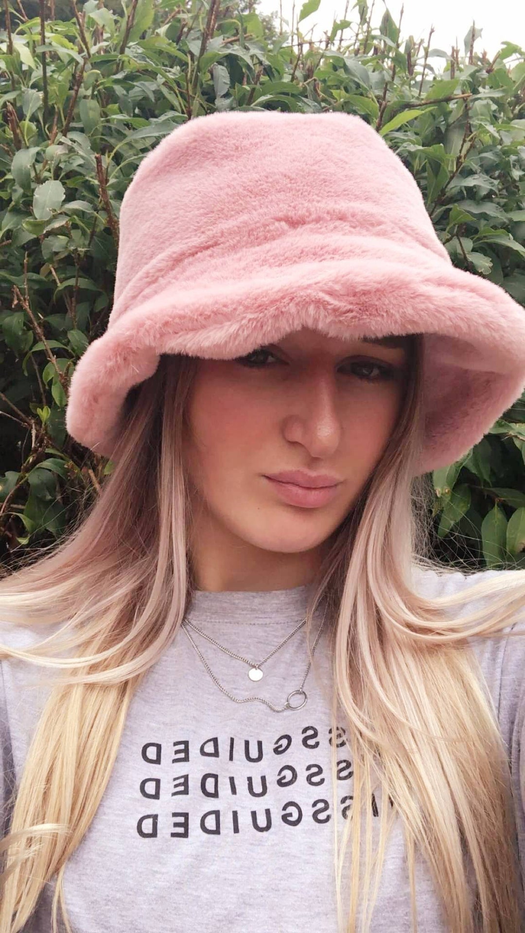 Baby Pink Short Faux Fur Bucket Hat-festival Hat-floppy Hat-fur Hat ...