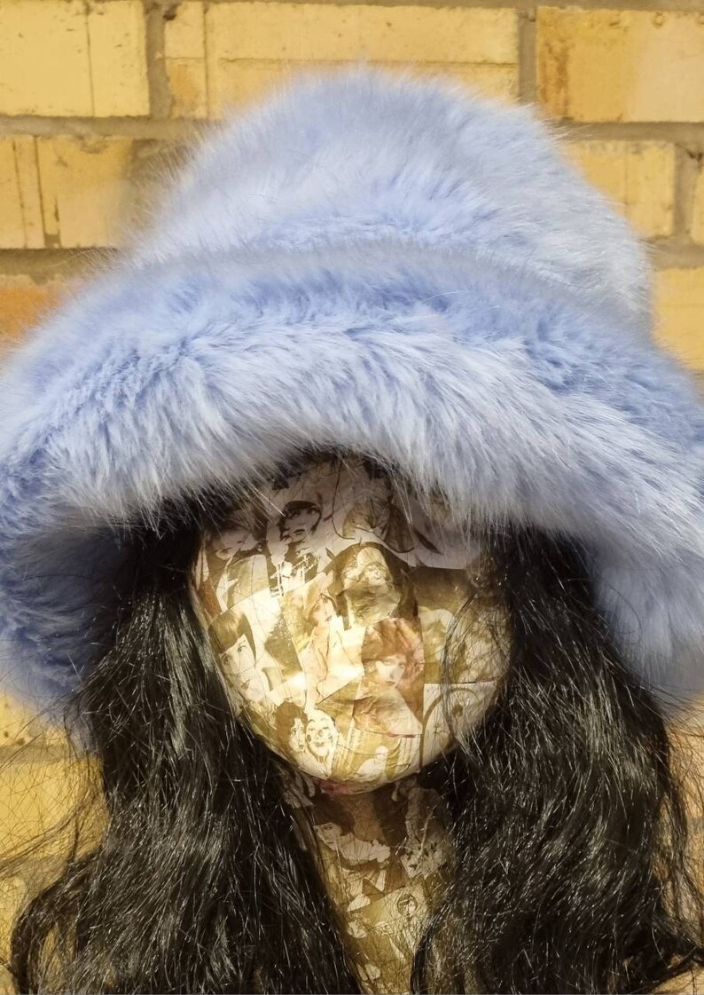 Powder Blue Super Luxury Faux Fur Bucket Hat Baby Blue-fuzzy - Etsy
