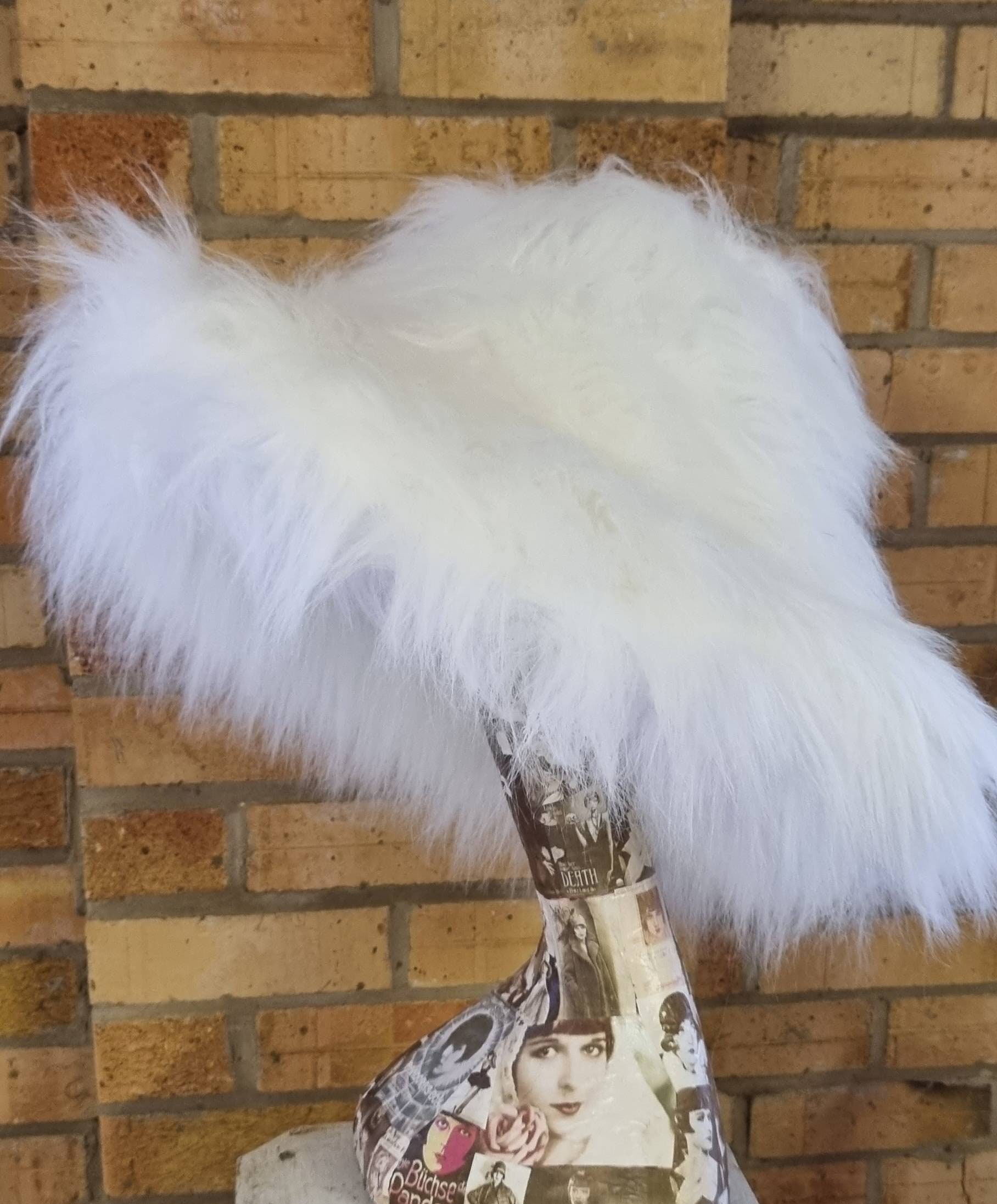 Wispy White Extra Wide Wire Brim Fuzzy Bucket Hat-Mega Fluffy-White Fur ...