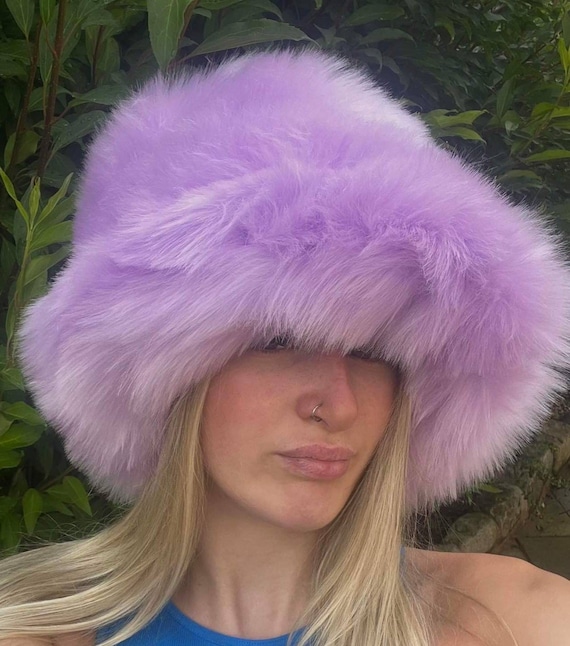 Mega Fluffy Pinky Lilac Luxury Faux Fur Bucket Hat-pink - Etsy