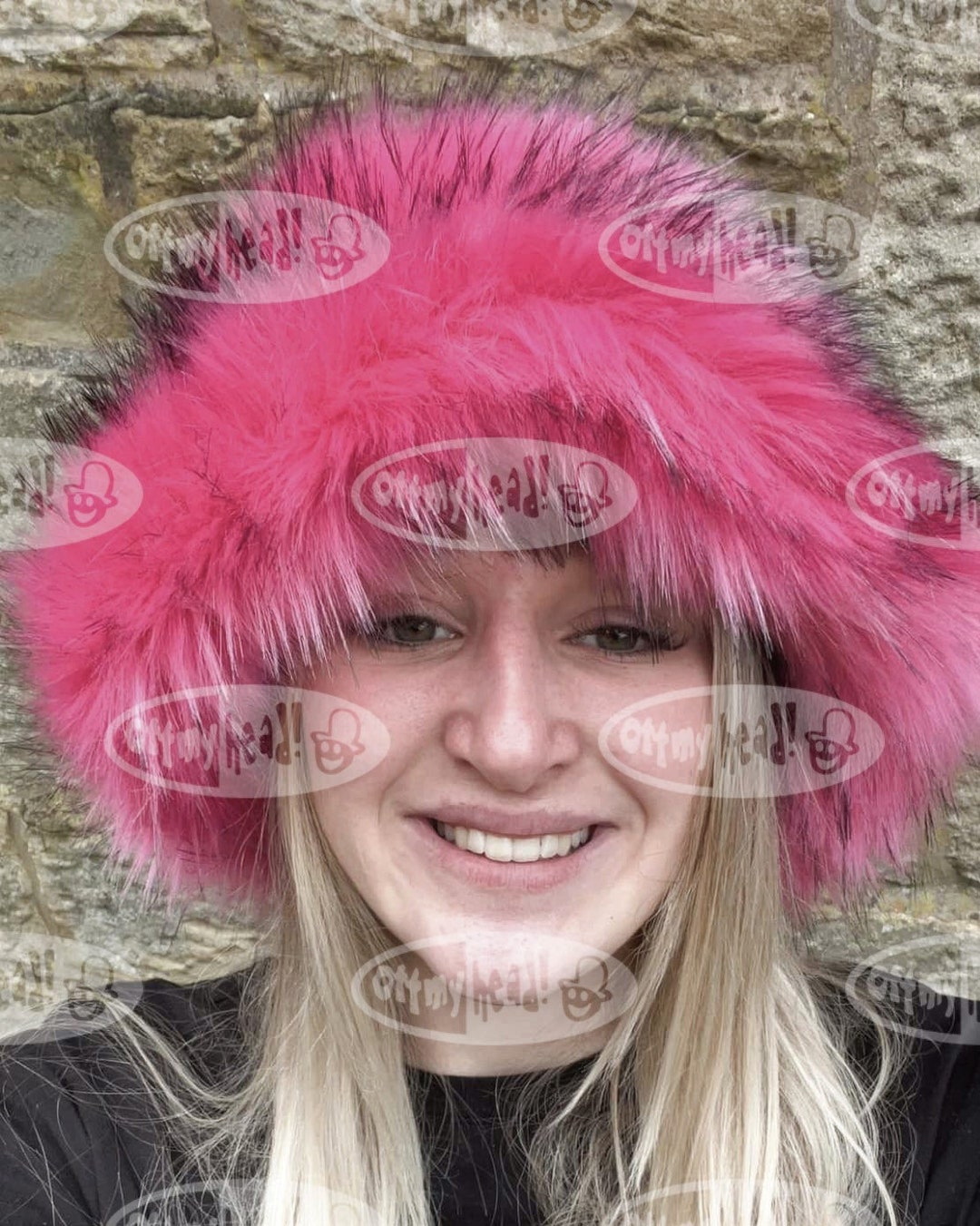 Rose Pink Super Fluffy Luxury Faux Fur Bucket Hat-pink-fuzzy Bucket Hat ...