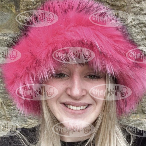 Magenta Pink-super Fluffy Luxury Faux Fur Bucket Hat-pink - Etsy