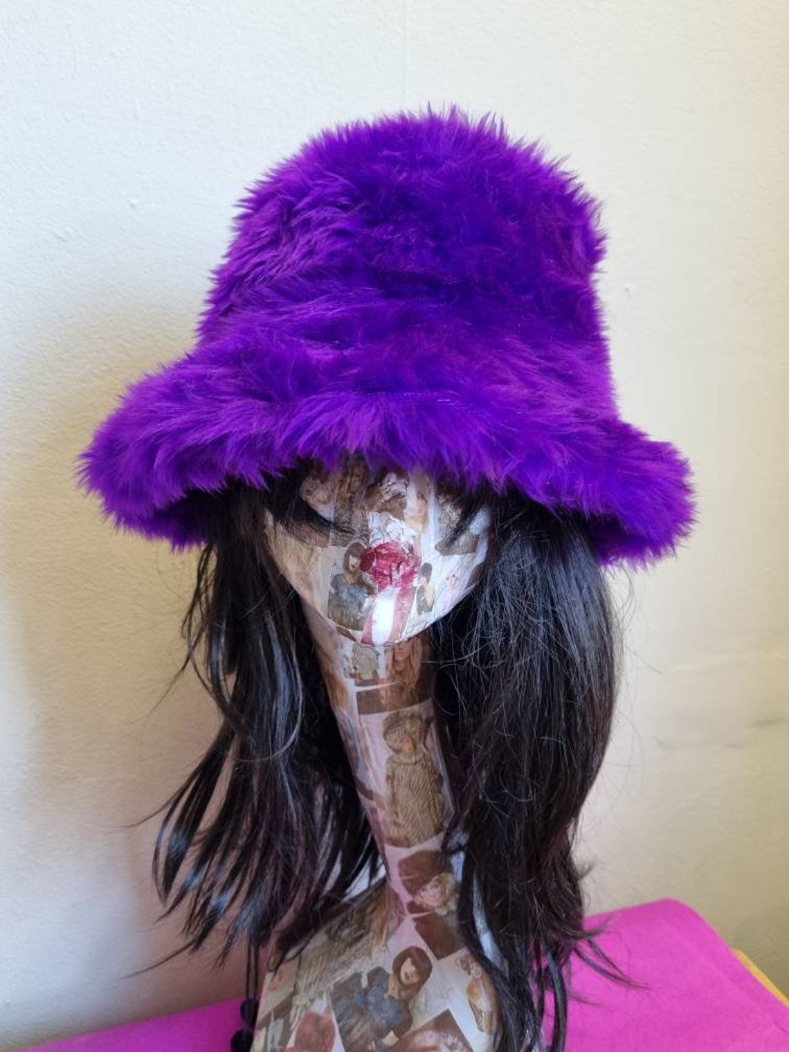 Purple Faux Fur Bucket Hat-festival Hat-floppy Hat-fur | Etsy