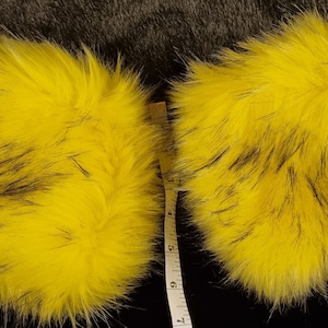 Fluffy Canary Yellow Faux Fur Cuffs- Faux Suede Lining and Elasticated ...