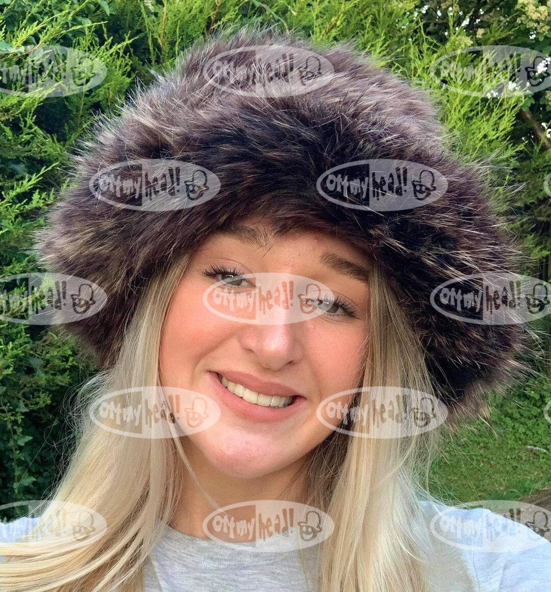 Brown Fleck Fuzzy Bucket Hat-festival Hat-floppy Hat-fur Hat-fake Fur ...
