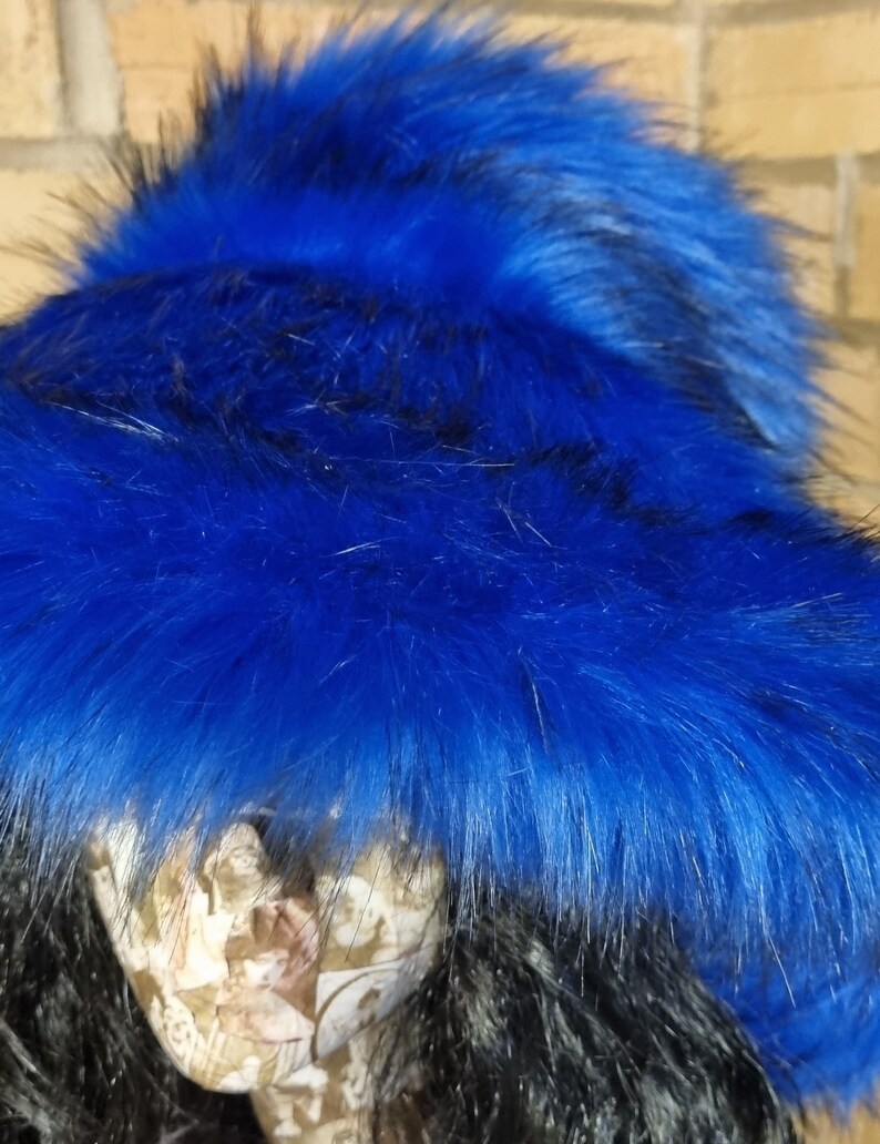 Royal Blue Black Tips Extra Wide Wire Brim Fuzzy Bucket - Etsy