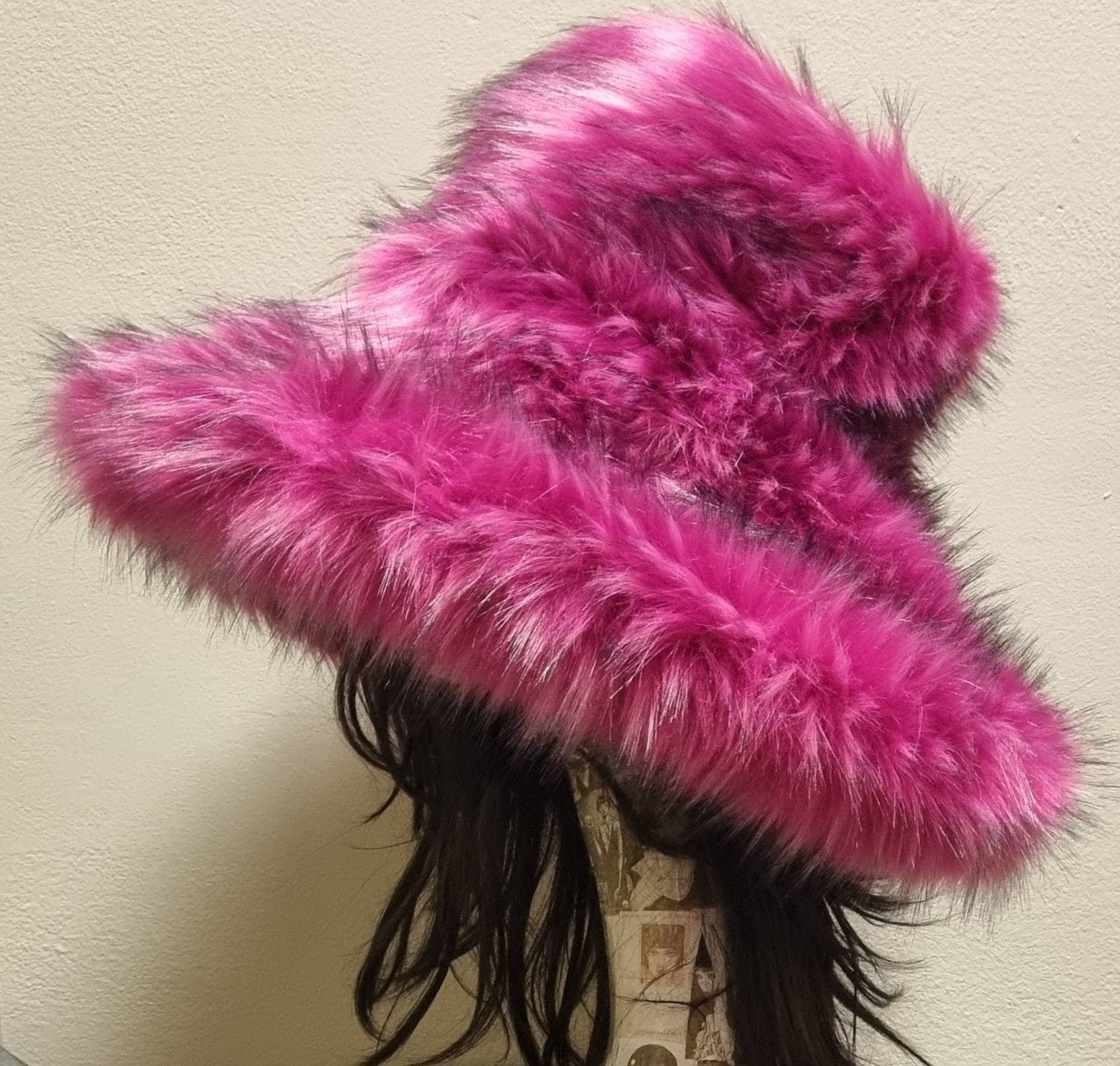 Magenta Pink Extra Wide Wire Brim Fuzzy Bucket Hat-floppy - Etsy UK