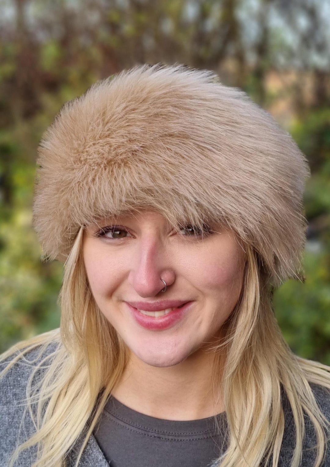 Camel Faux Fur Headband- Neckwarmer- Earwarmer-fur Headband-beige ...