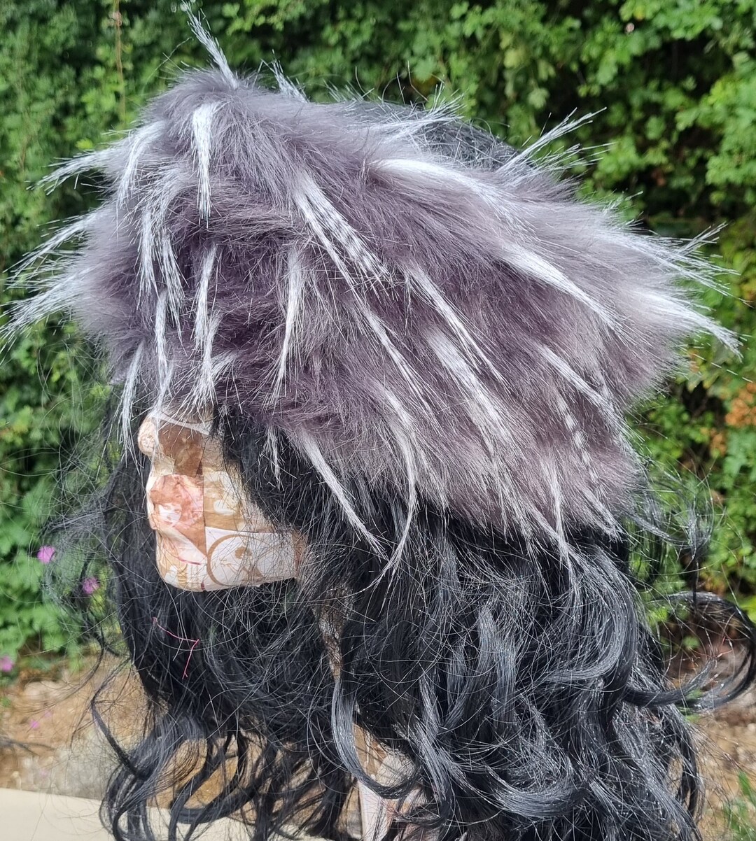 Fluffy Grey/white Long Pile Faux Fur Headband-neckwarmer-earwarmer-head ...