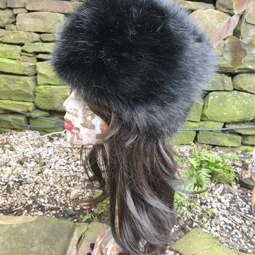 Ice Blue Faux Fur Hat With Cosy Polar Fleece Lining-blue Fur - Etsy