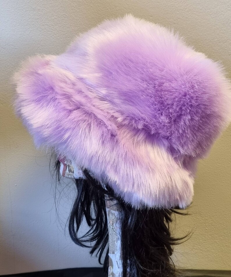 Mega Fluffy Pinky Lilac Luxury Faux Fur Bucket Hat-pink - Etsy