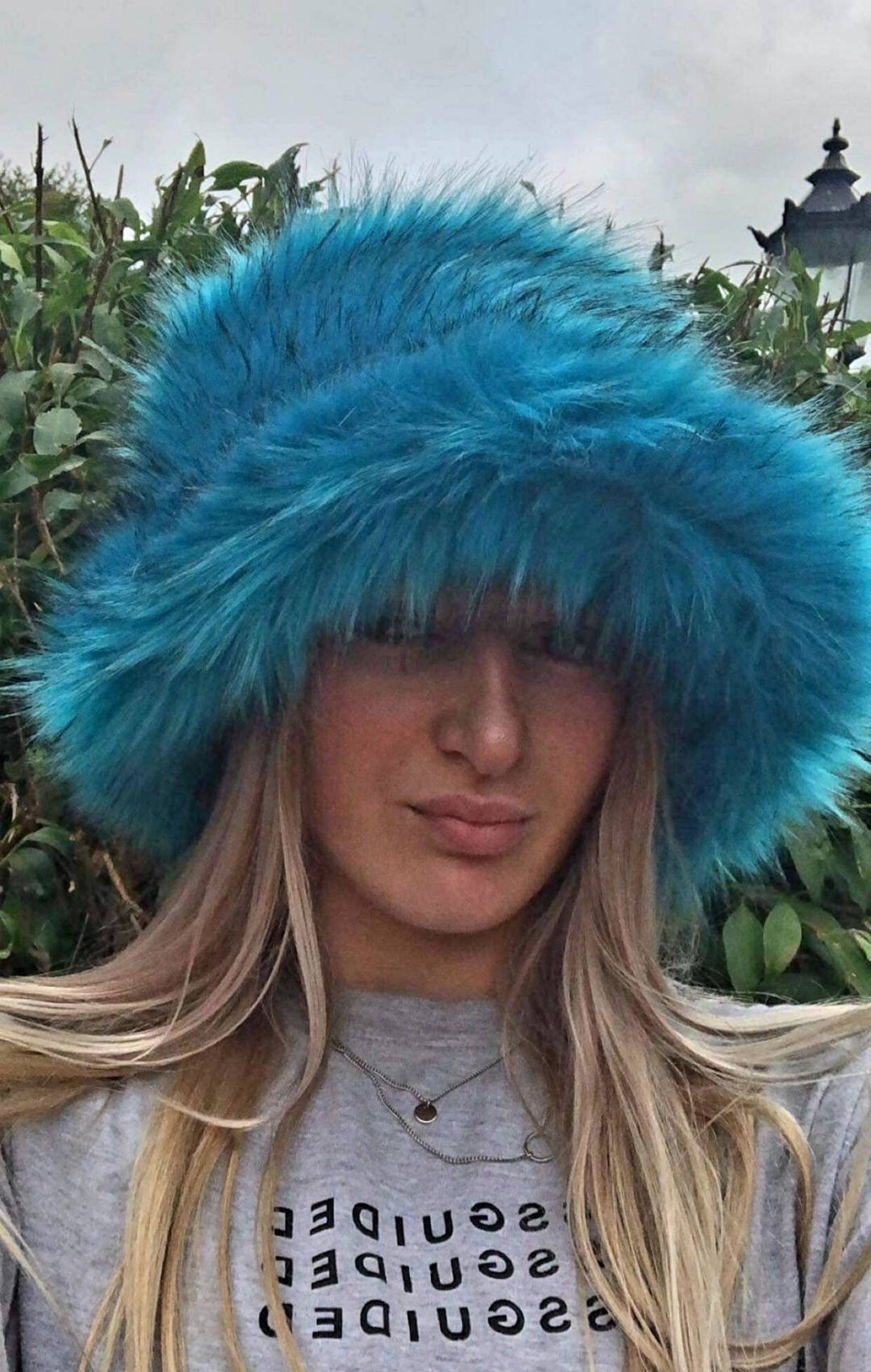 Super Fluffy Turquoise Blue Fuzzy Bucket Hat-blue Fake Fur | Etsy