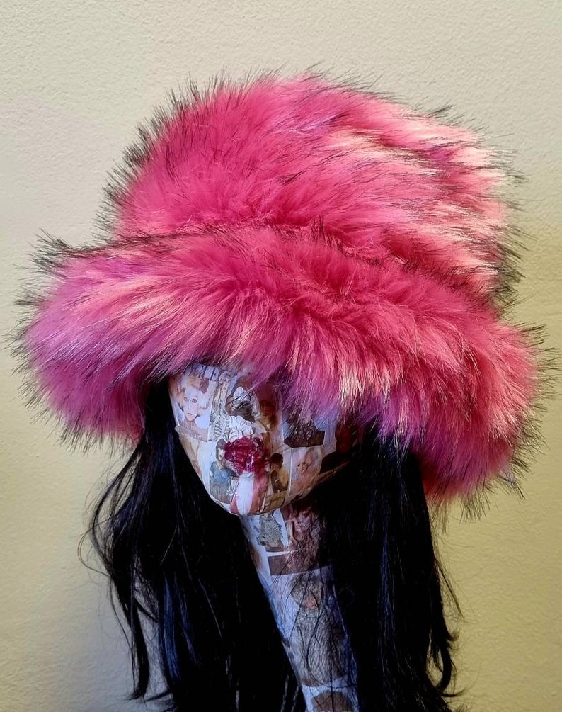 Rose Pink Super Fluffy Luxury Faux Fur Bucket Hat-pink-fuzzy - Etsy