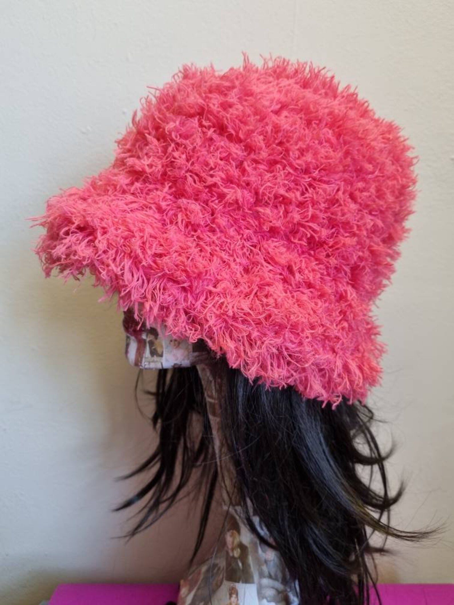 Frilly Pink Faux Fur Bucket Hat-festival Hat-floppy Hat-fur - Etsy