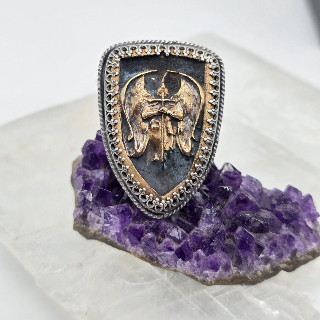 Guardian Angel Ring Archangel, Michael Warrior Angel, Coin Ring ...