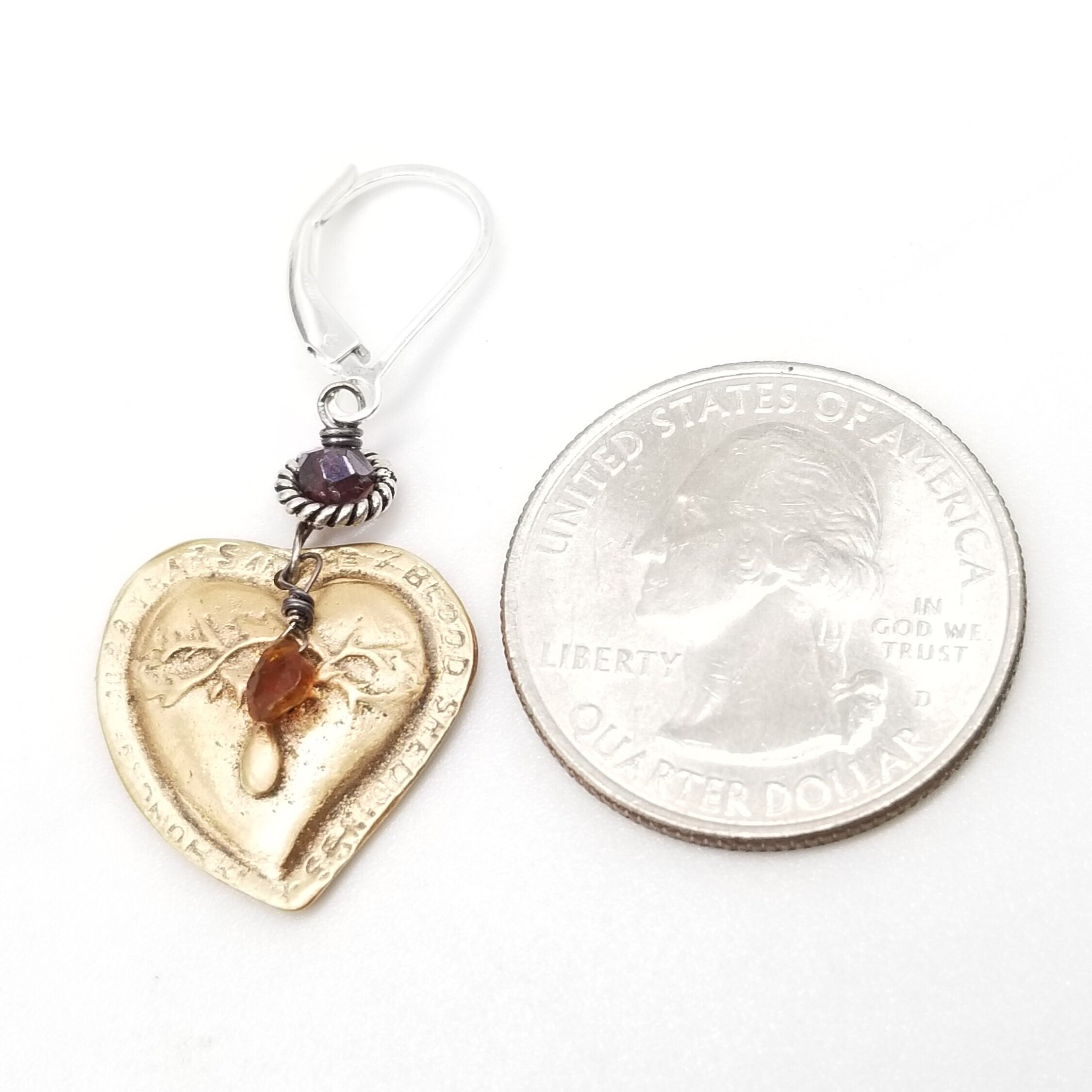 Sacred Heart of Jesus Earrings, Sacred Heart of Jesus With Garnets ...