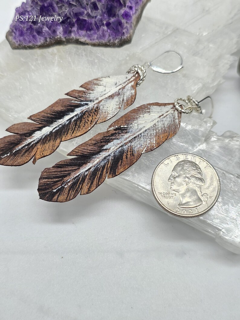 Earth & Sky – Leather Feather Earrings - Etsy