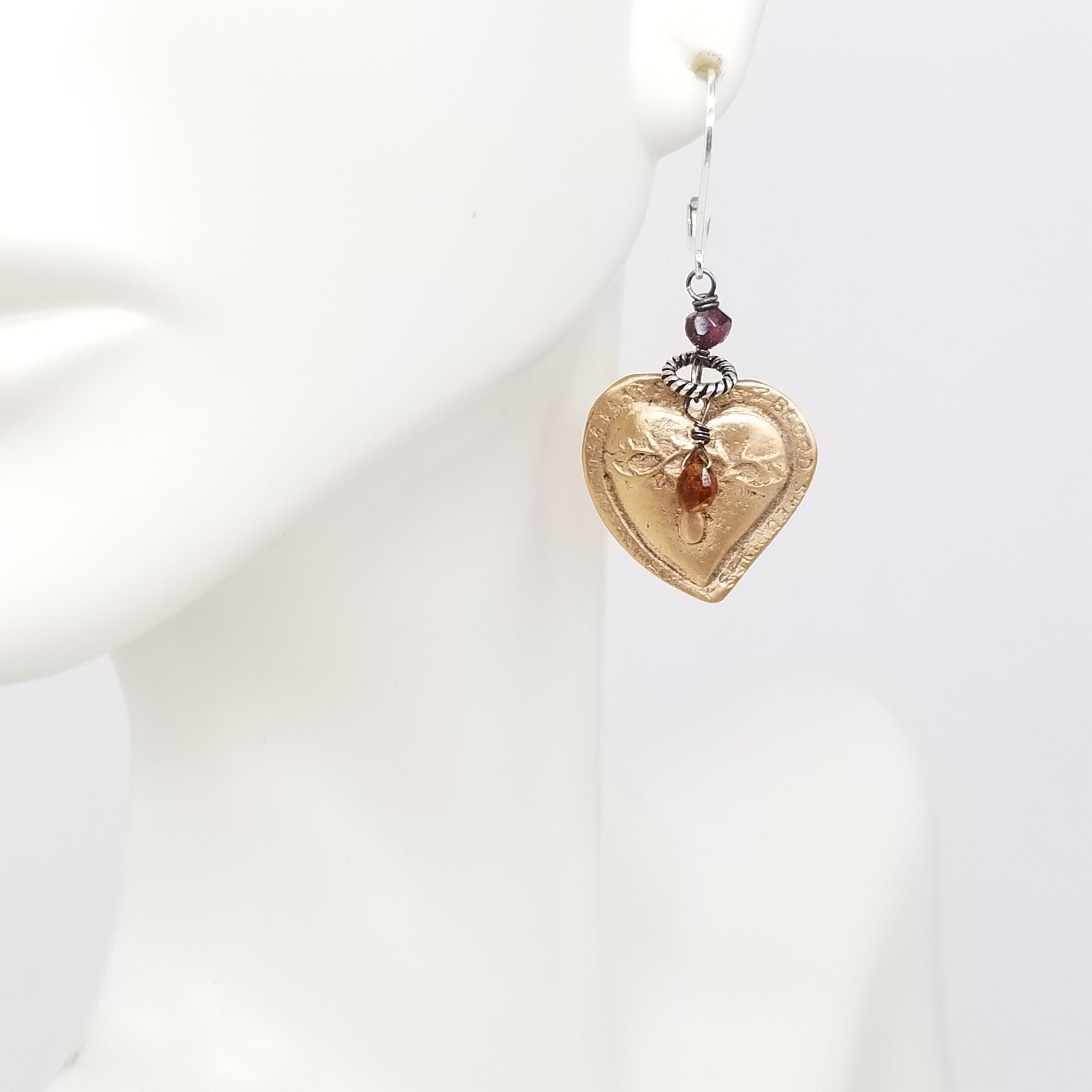 Sacred Heart of Jesus Earrings, Sacred Heart of Jesus With Garnets ...