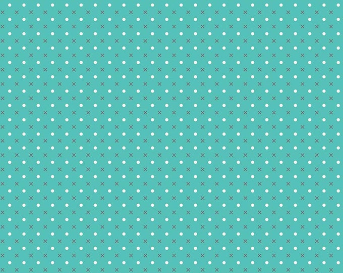 X & O Vivid Teal Farm Girl Vintage Fabric by Lori Holt of Riley Blake ...