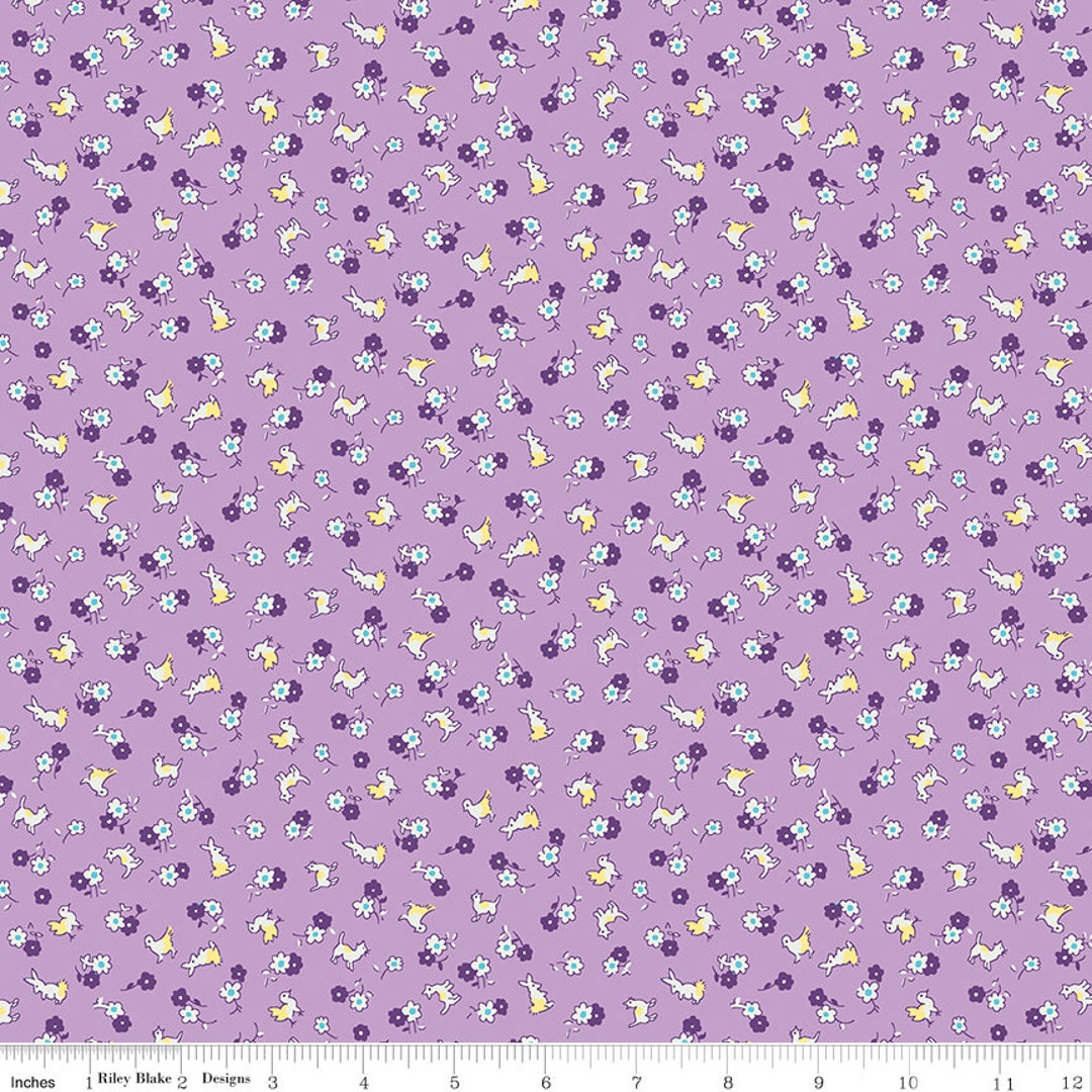 Animals Storytime 30s Purple Violet Depression Feedsack Prints by Riley ...