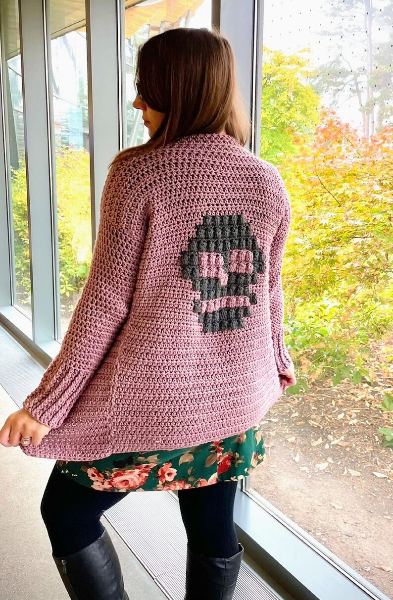 Adult Crochet Skull Cardigan PATTERN Small 3XL Creepy - Etsy