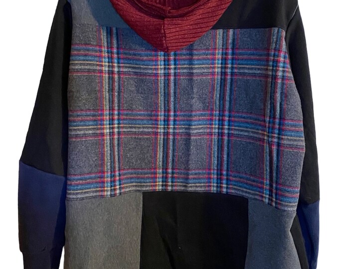 Epolstyle Upcycled Recycled Patchwork Fleece Hoodie Top Sustainable ...