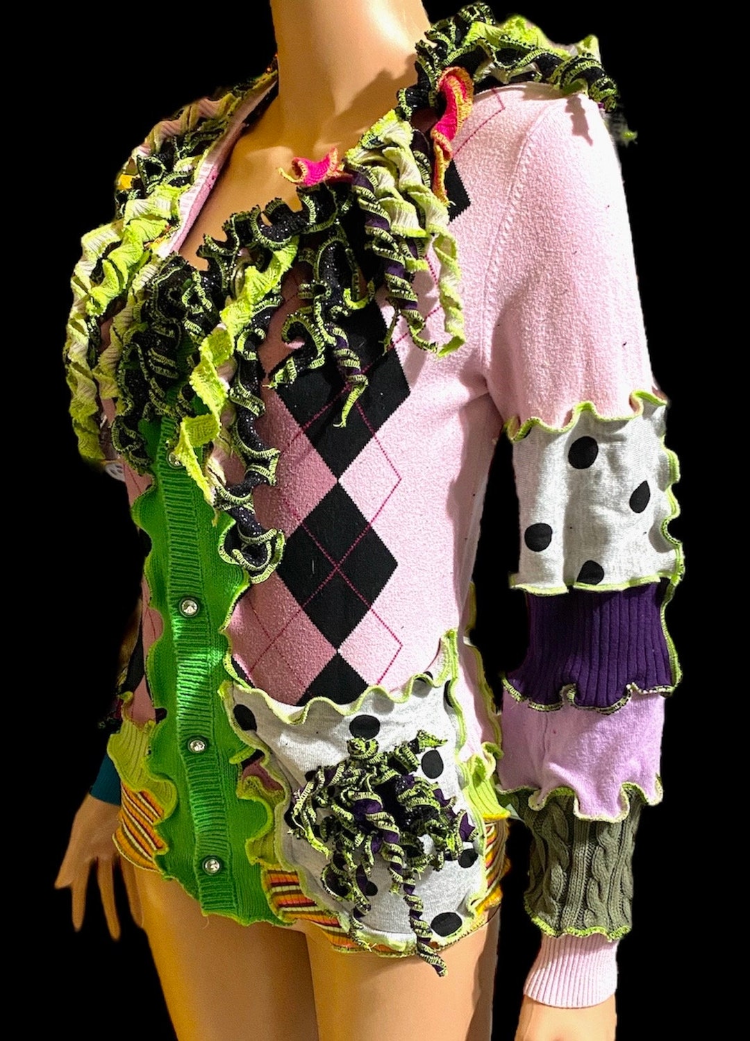 Epolstyle Upcycled Cardigan Length Recycled Sweater Patchwork Hippie ...