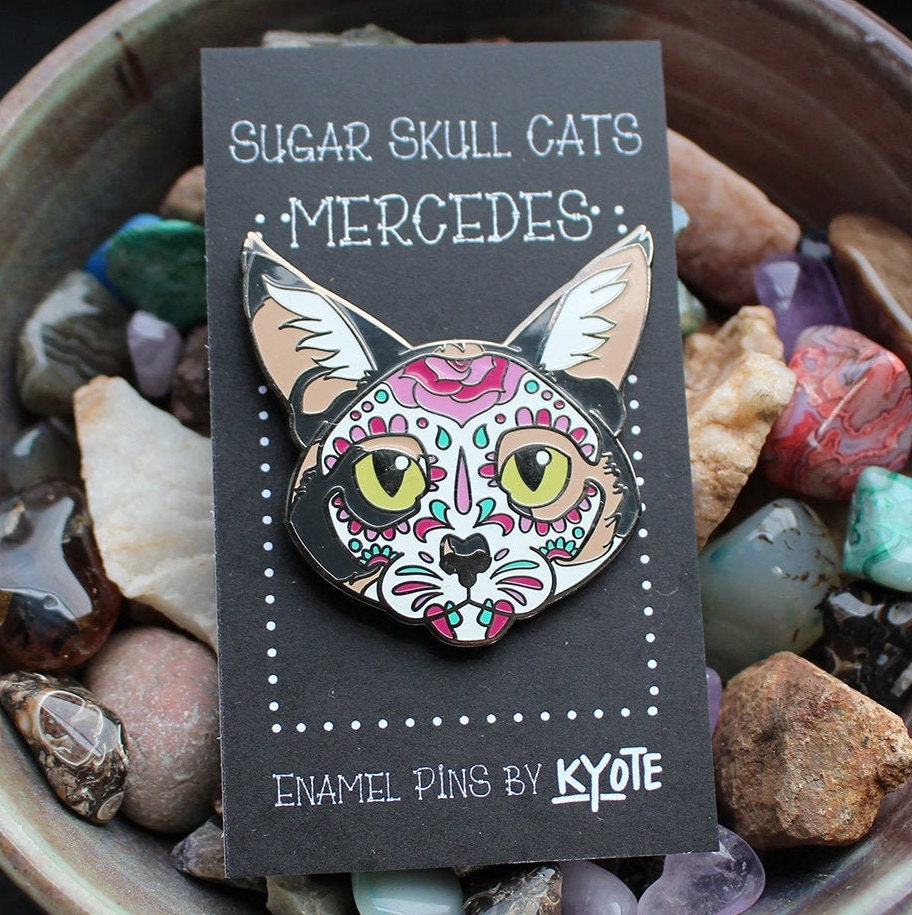 Sugar Skull Cats Enamel Pins Full Set of 6 | Etsy