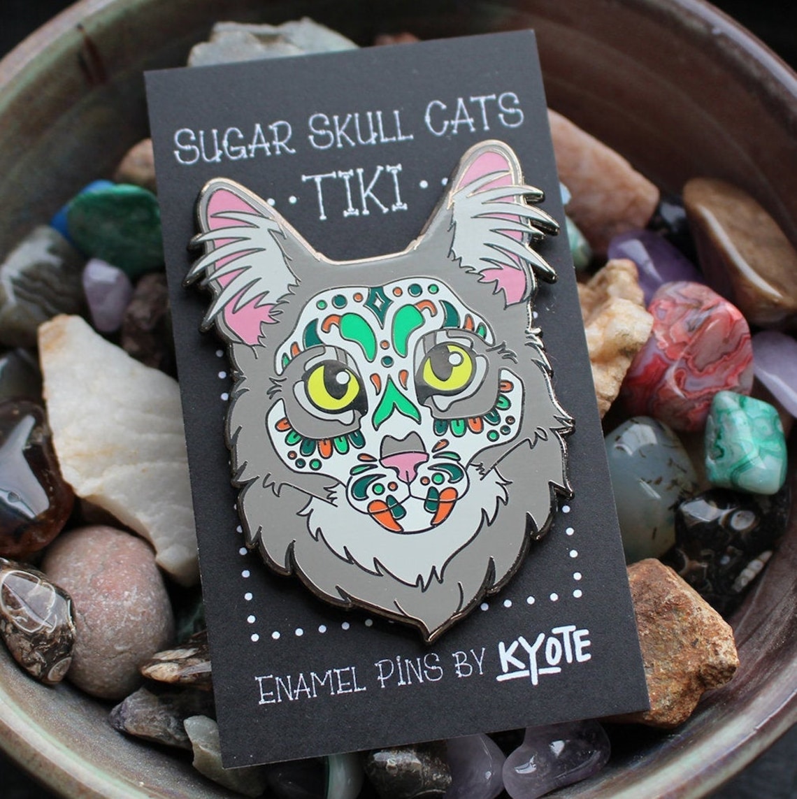 Sugar Skull Cats Enamel Pins Full Set of 6 | Etsy