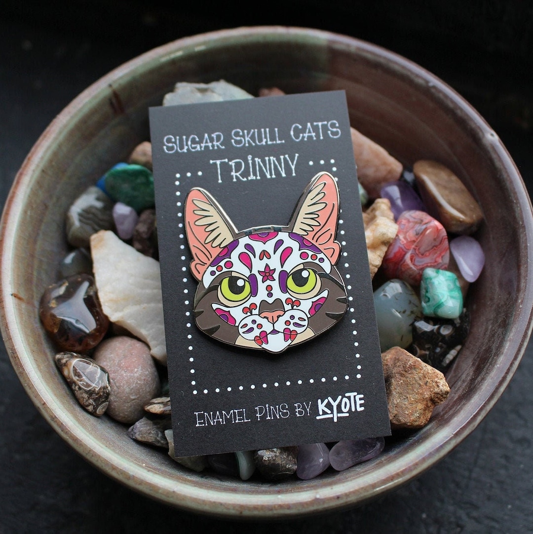 Sugar Skull Cats Enamel Pin Series - Trinny - Etsy