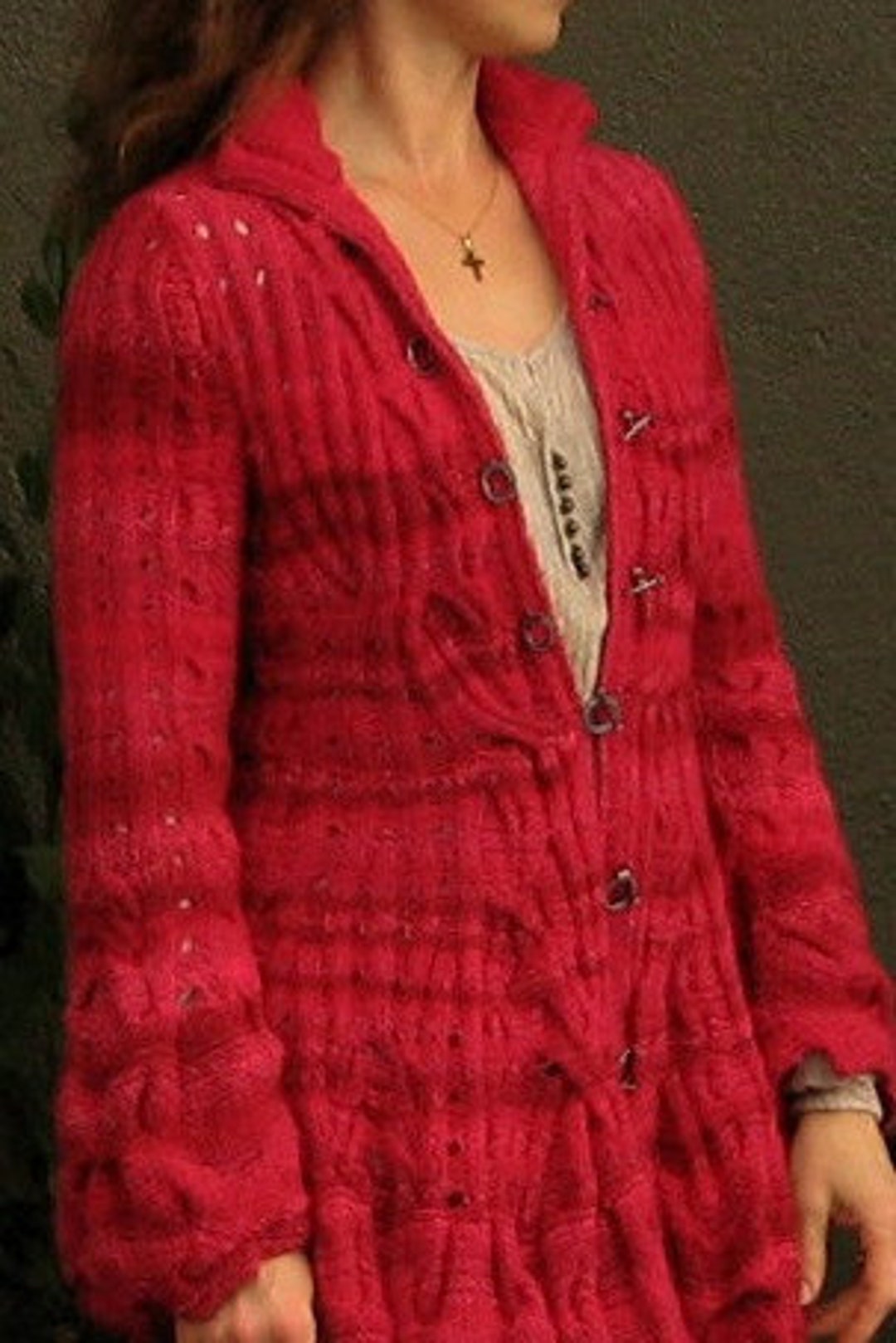 Hand Knitted Coat, Red Cardigan, Wool Jacket, Merino Wool Womens ...