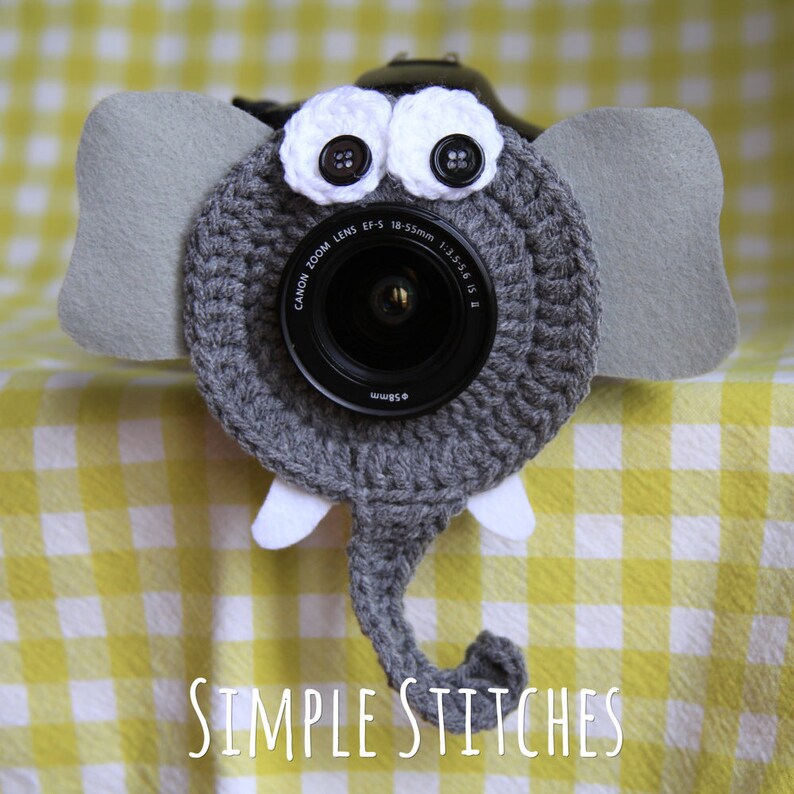 Crochet Elephant Camera Lens Buddy - Crocheted Lens Helper - Etsy