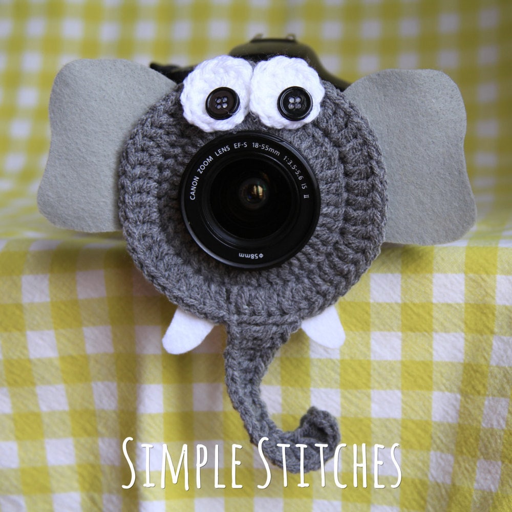 Crochet Elephant Camera Lens Buddy - Crocheted Lens Helper - Etsy
