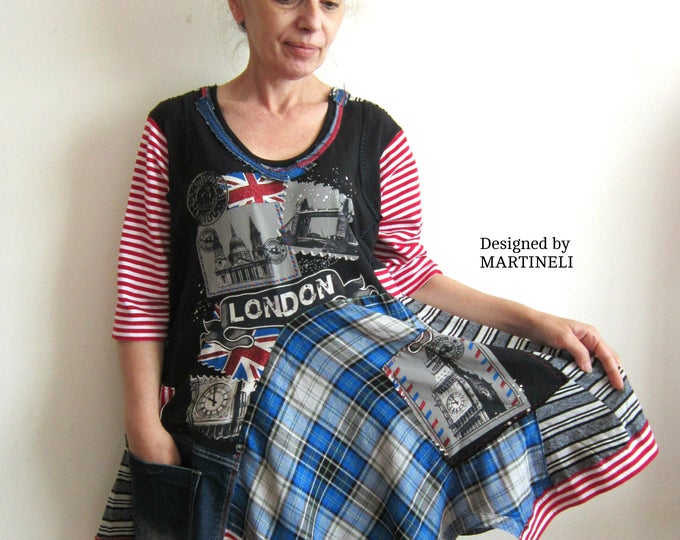 Crazy Patchwork Top Maxi Size Dress Recycled Denim Patchwork - Etsy