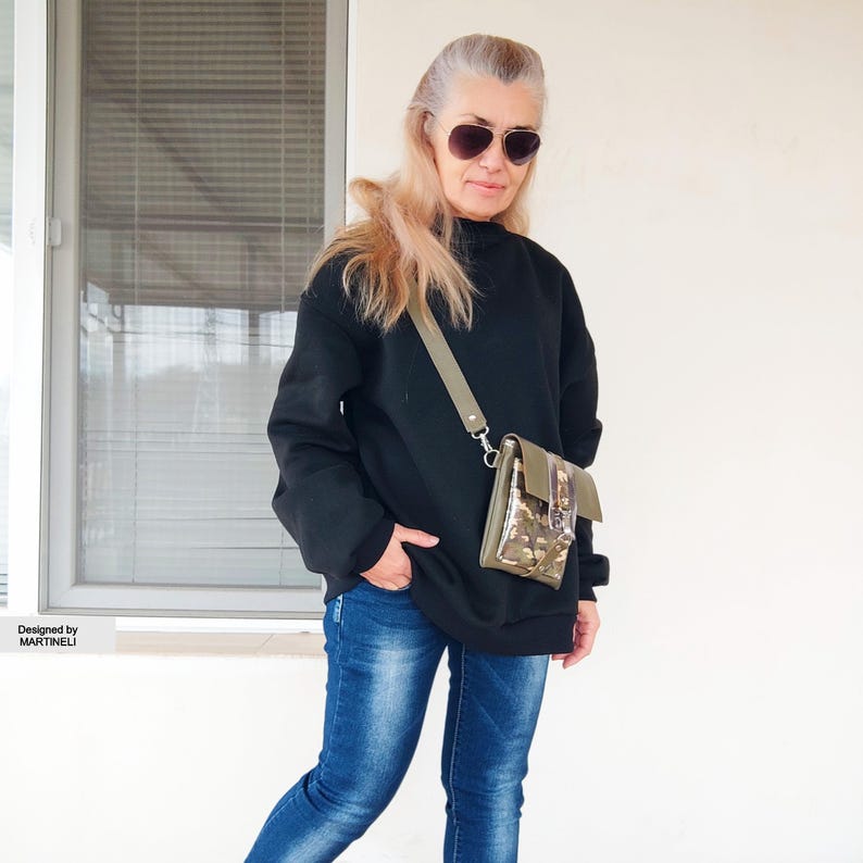 Camouflage Leather Shoulder Bag, Mini Military Style Camo Crossbody ...