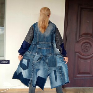 Plus Size Denim Jacket 3X Upcycled Maxi Blue Patchwork Denim Sweatshirt ...