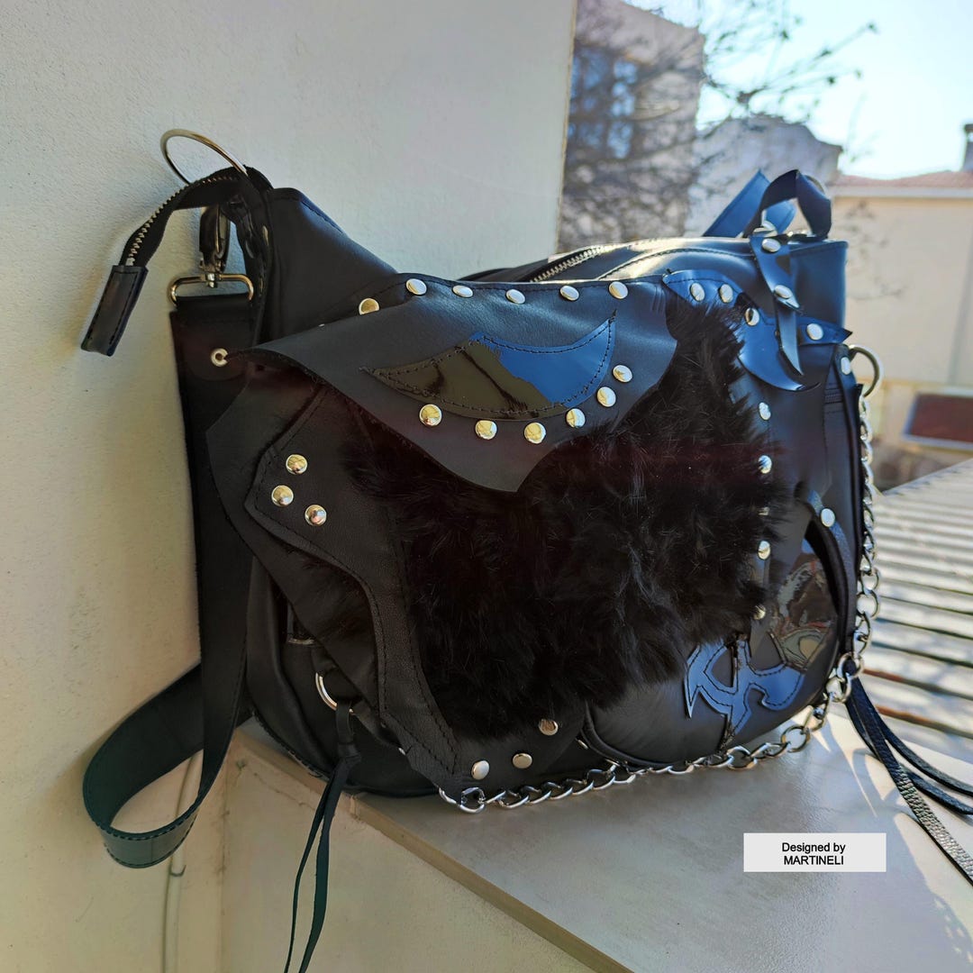 Black Leather Gothic Purse Skull Purse Bag Luxury Purse High-end ...