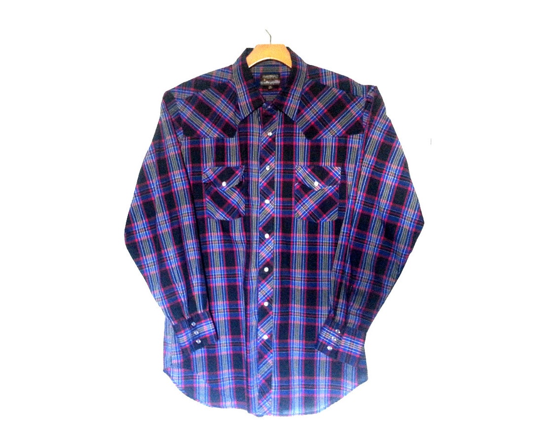 Vintage Western Shirt • Plaid • Plainsman • Men's Extra Large Tall - Etsy
