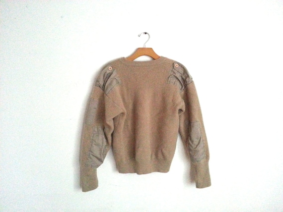Vintage Wool Sweater Army Military Surplus V Neck Bei… - Gem
