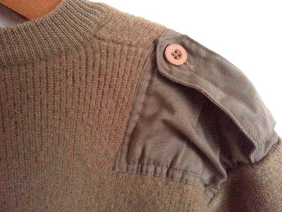Vintage Wool Sweater Army Military Surplus V Neck Bei… - Gem