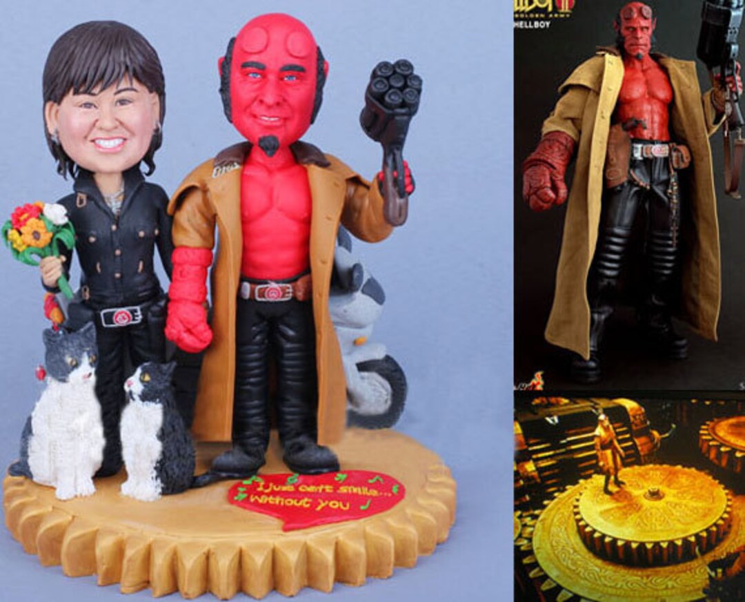 Hellboy Personalised Wedding Cake Topper free Shipping - Etsy