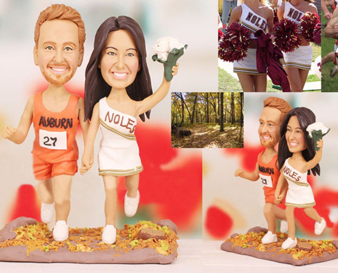 Personalised Wedding Cake Topper - Track Runner and Cheerleader Wedding ...