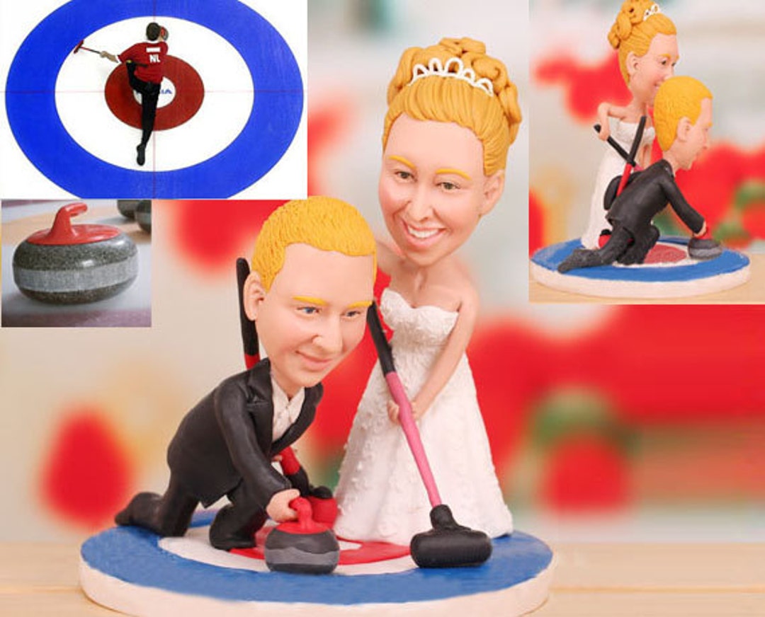 Curling Couple Curlers Wedding Cake Topper - Personalised Wedding Cake ...