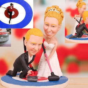 Curling Couple Curlers Wedding Cake Topper - Personalised Wedding Cake ...